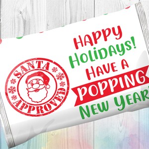 Santa Approved Microwave Popcorn Wrappers, Happy Holidays Printable ...