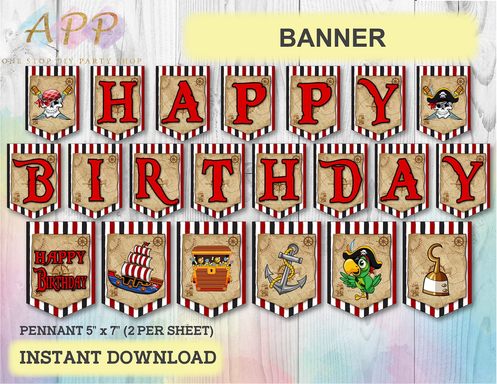 Pirate Happy Birthday Banner Pirate Banner Party Decor - Etsy