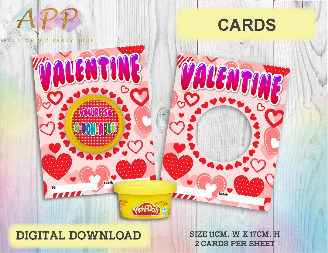 Valentine A-doh Able Playdoh Card, Girl Heart No Candy Printable ...