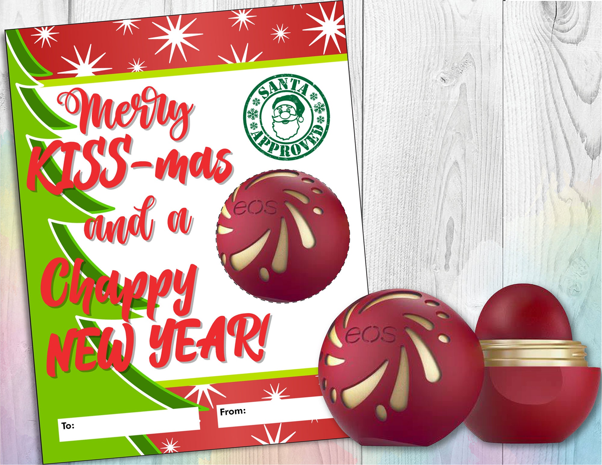 Merry Kiss-mas Chappy New Year EOS Card Christmas Lip Balm | Etsy