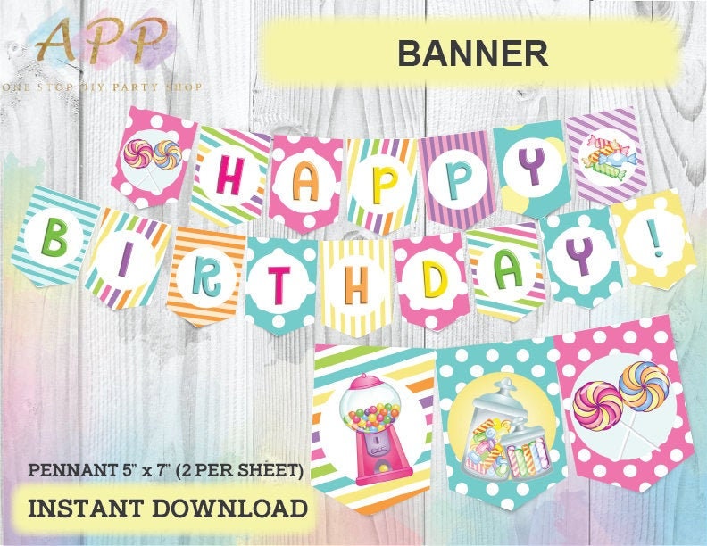 Candy Treats Sweets Shop Banner Sweet DIY Party Decorations - Etsy