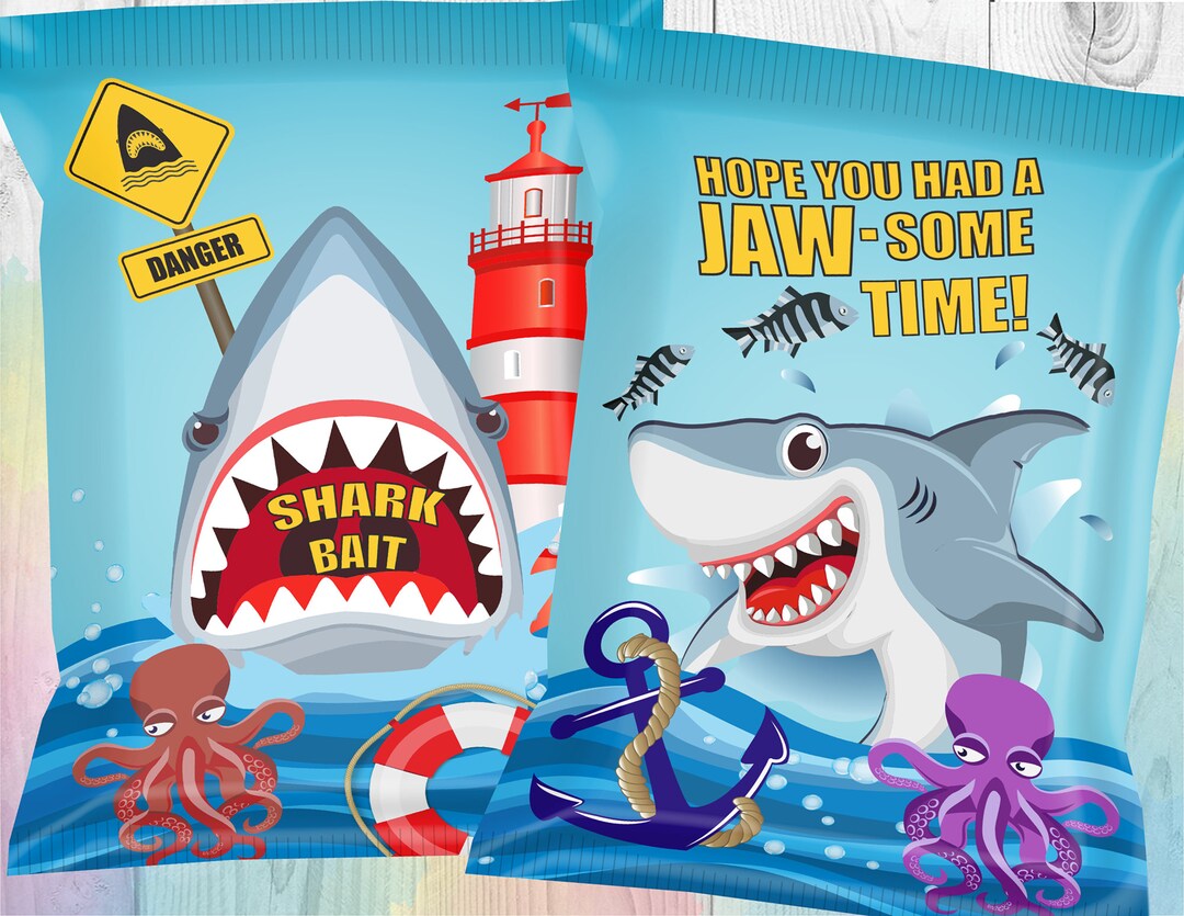 Shark Chip Bag Printable, Shark Candy Bag, Shark Favor Bag, Baby Shark ...