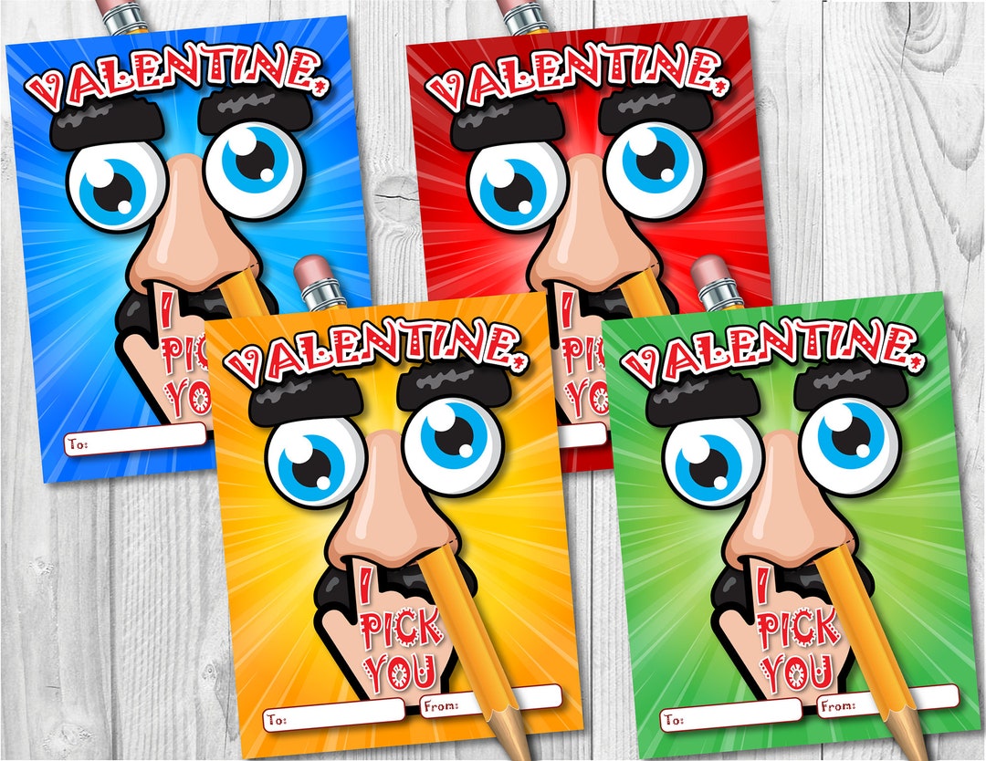 Pencil Nose Valentine Cards, I Pick You, Non Candy Printable Valentine ...