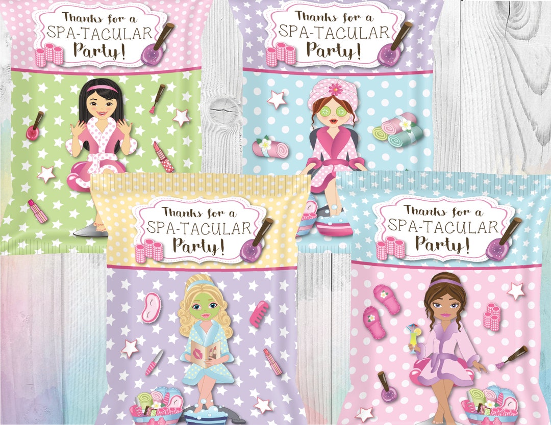SPA Chip Bag Printable, SPA Candy Bag, SPA Favor Bag, Spa Birthday ...