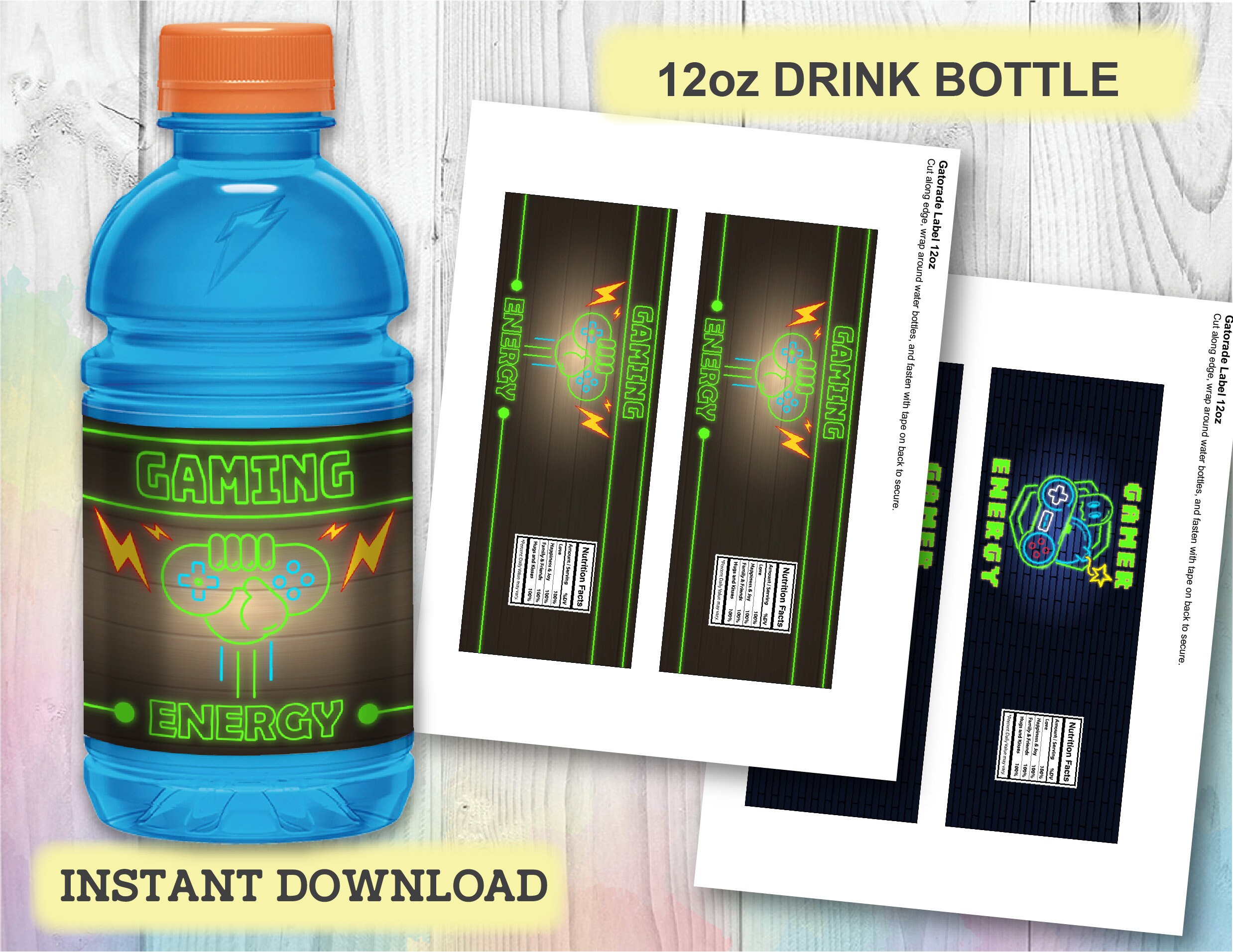 Video Gamer Energy 12 oz 355 ml Gatorade Label Wrapper Gamer | Etsy