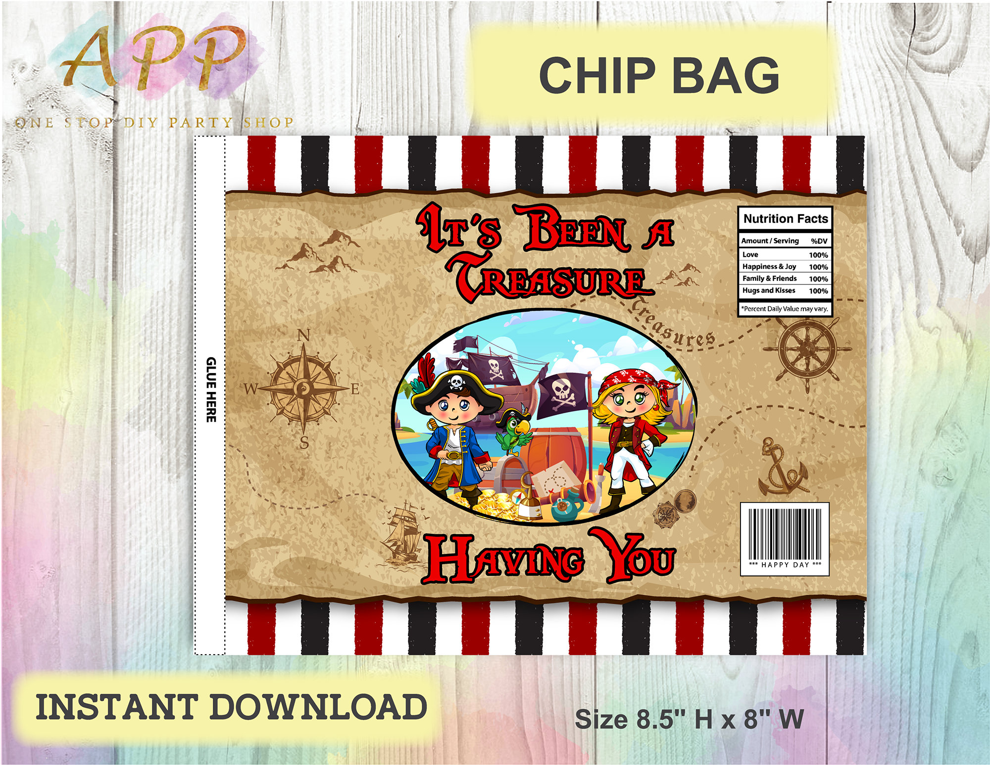 Pirate Chip Bag Printable Pirate Candy Bag Pirate Favor Bag | Etsy
