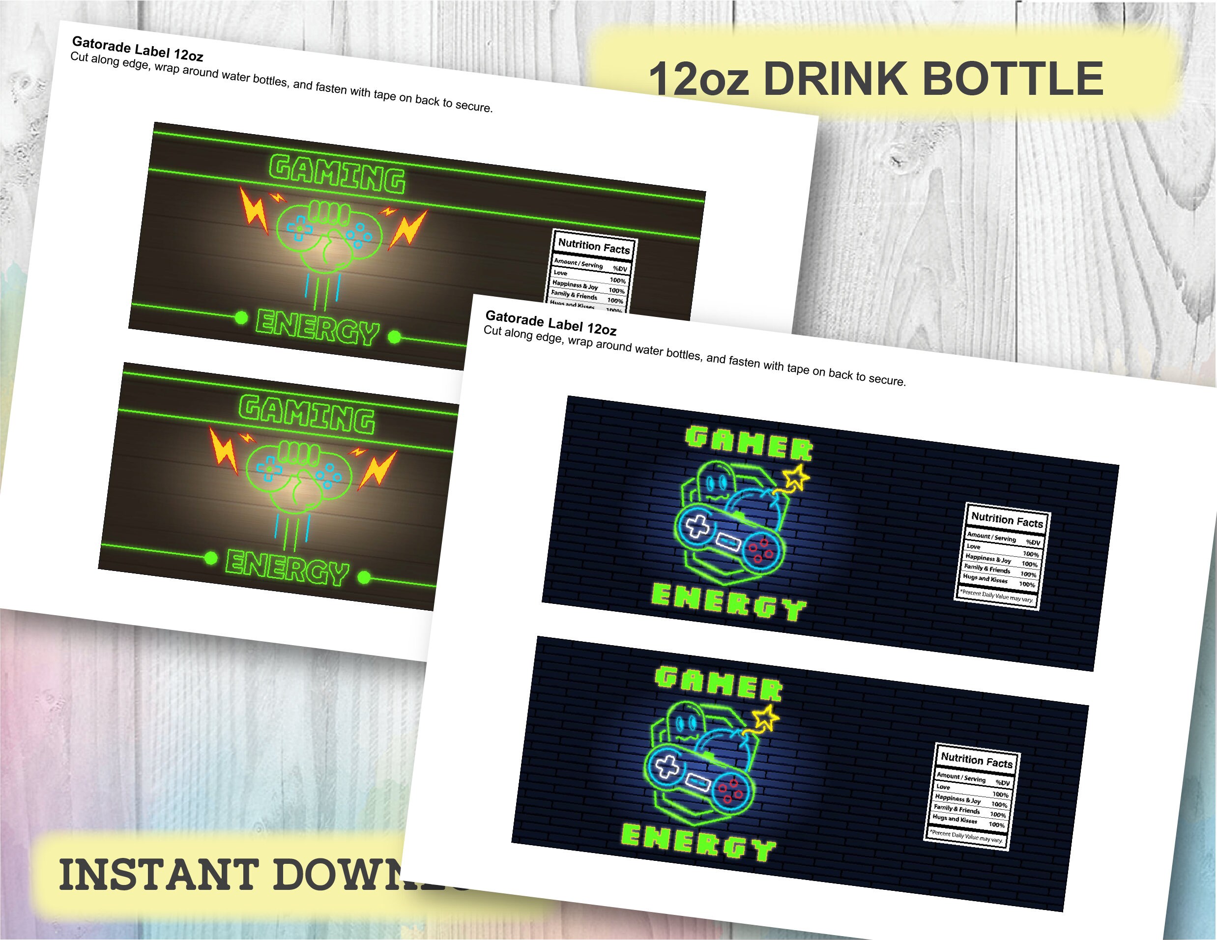 Video Gamer Energy 12 oz 355 ml Gatorade Label Wrapper Gamer | Etsy