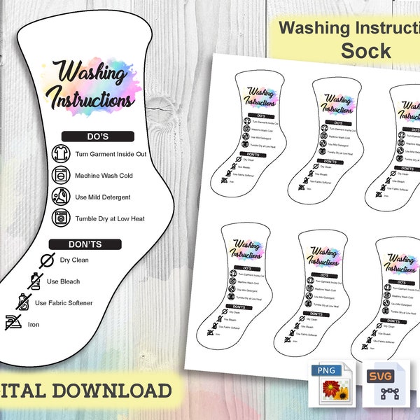 Sock Care Card Printable - Etsy