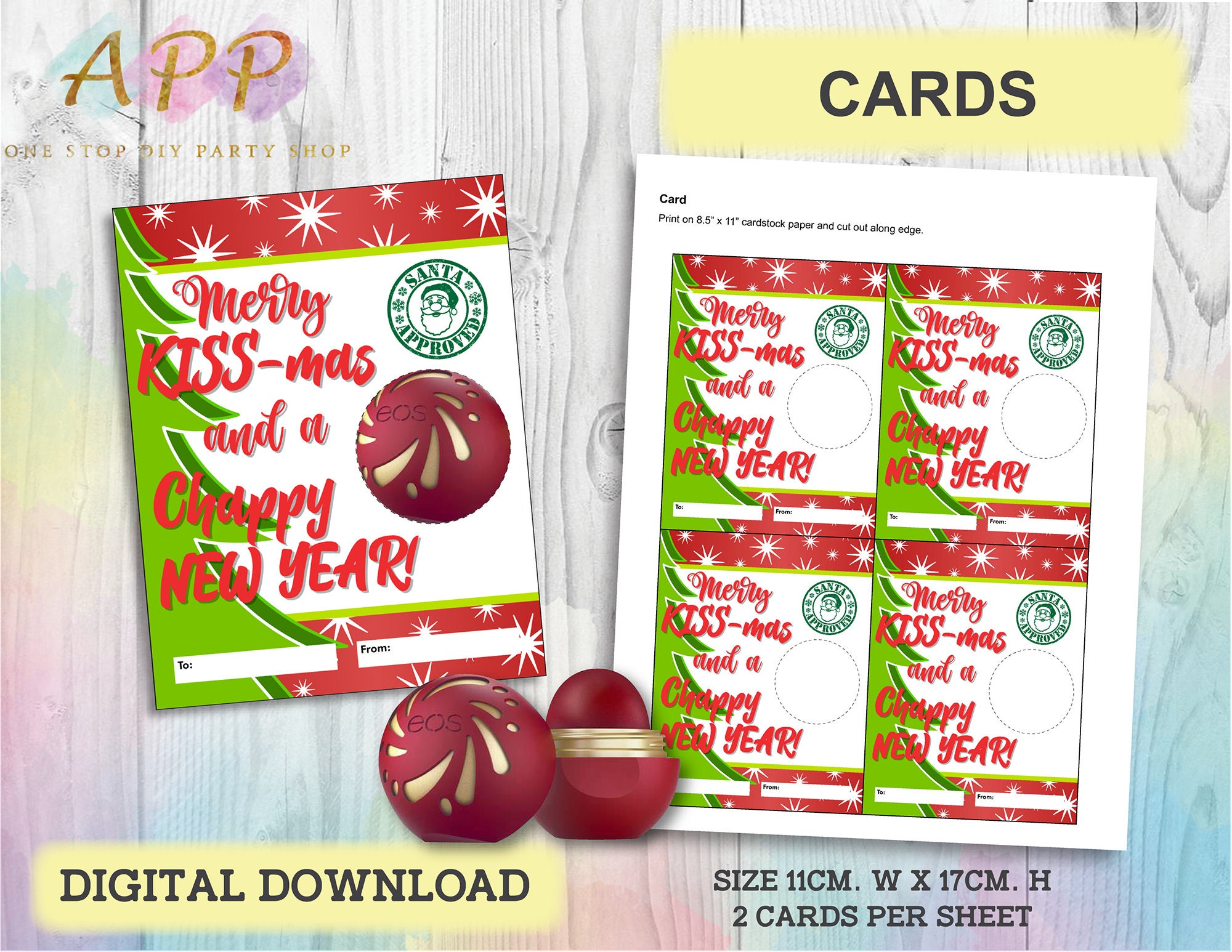 Merry Kiss-mas Chappy New Year EOS Card Christmas Lip Balm - Etsy Canada