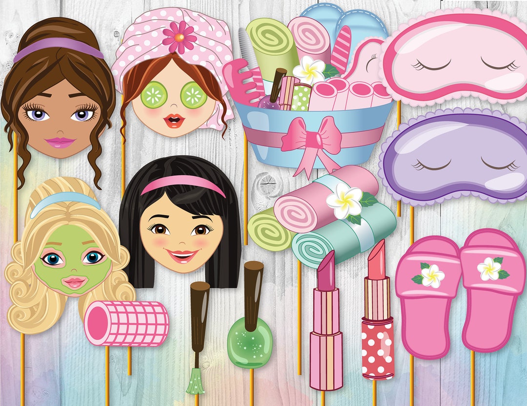SPA Girl Center Pieces,spa Party Photo Booth Props, SPA Cut Outs ...