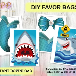 Mermaid and Shark Favor Bags, Pool Party, Under the Sea Party ...