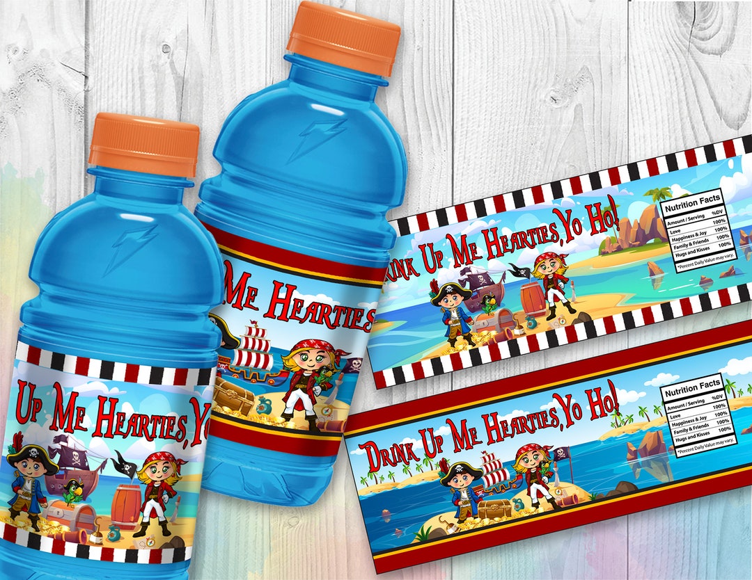 Pirate 12 Oz 355 Ml Gatorade Label Wrapper, Pirate Birthday Party ...