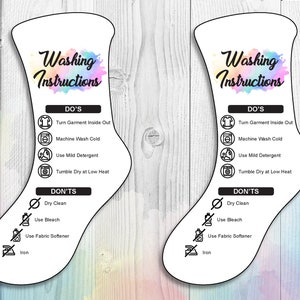 Sock Washing Instruction Care Card Water Color, Sock Design Care Card ...