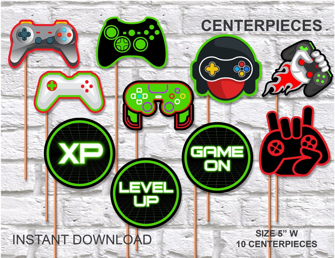 Video Game Party Center Pieces, Gamer Photo Booth Props, Video Game ...