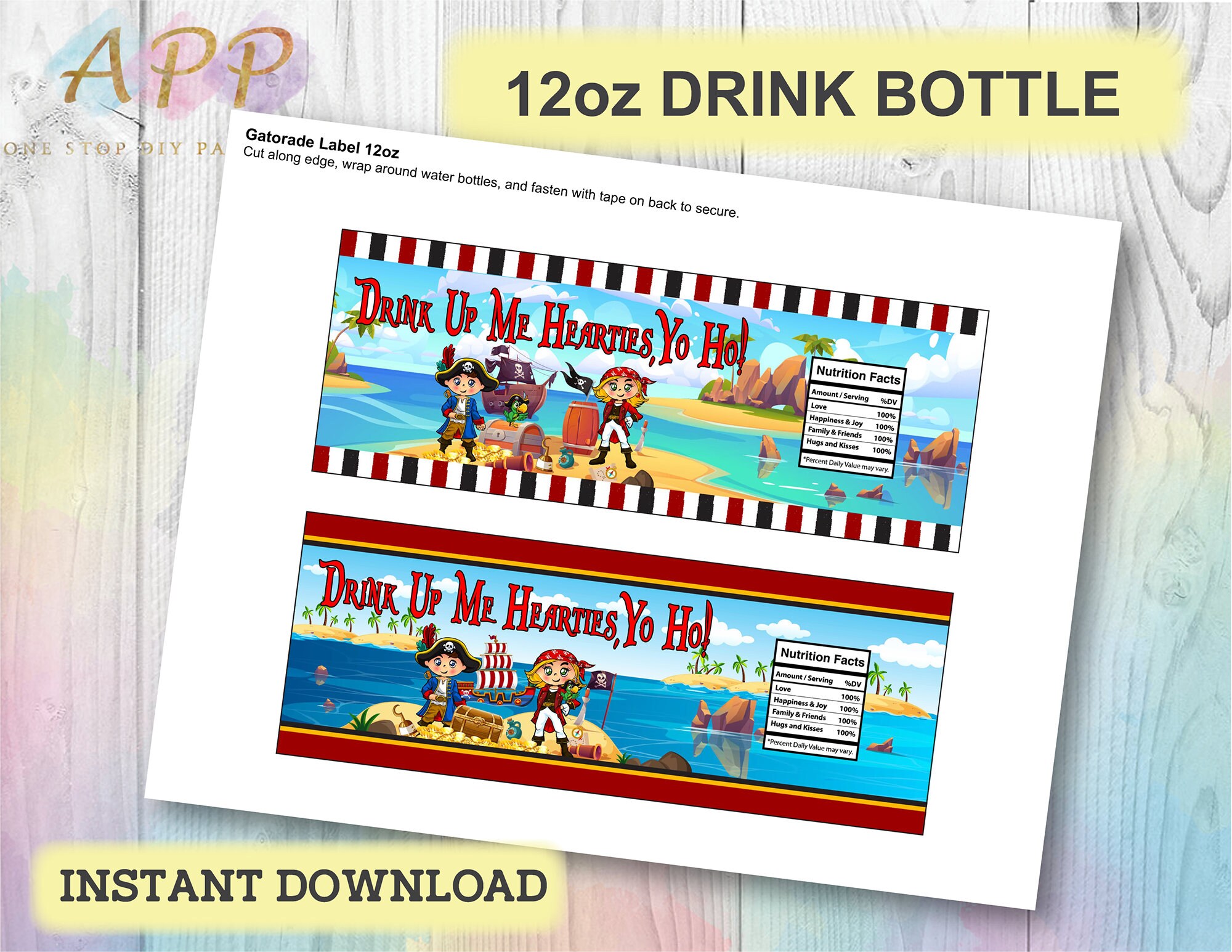 Pirate 12 Oz 355 Ml Gatorade Label Wrapper Pirate Birthday | Etsy