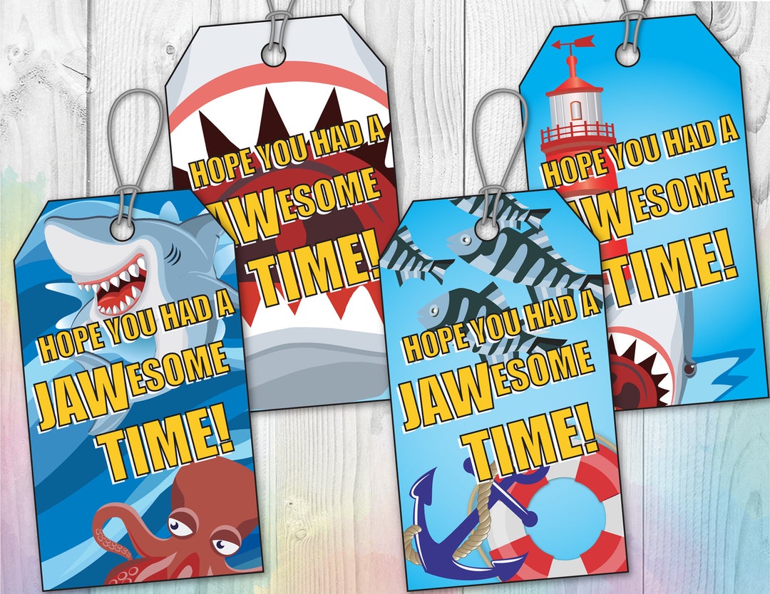 Shark Thank You Tags Cards Baby Shark Party Decorations - Etsy