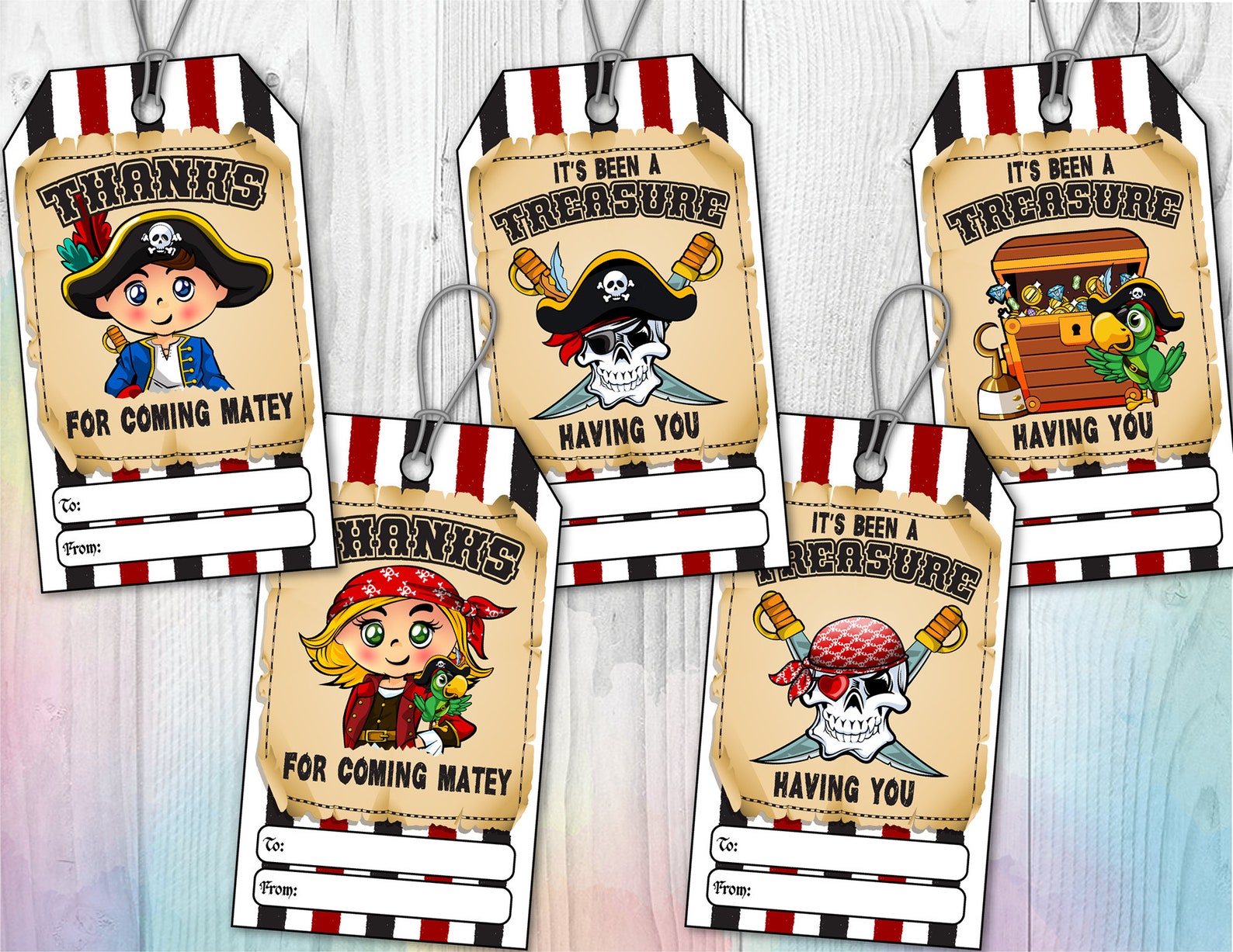 Pirate Thank You Tags Cards Pirate Party Decorations Pirate | Etsy