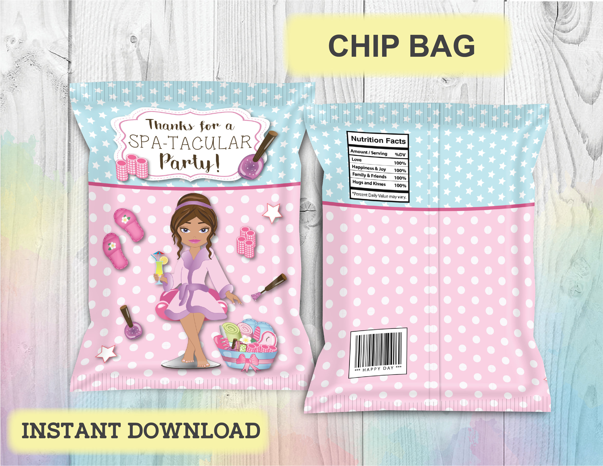 SPA Chip Bag Printable SPA Candy Bag SPA Favor bag Spa | Etsy