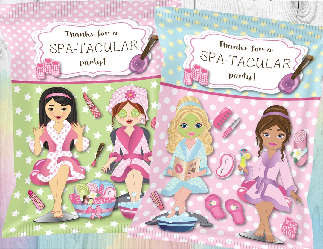 SPA Chip Bag Printable, SPA Candy Bag, SPA Favor Bag, Spa Birthday ...