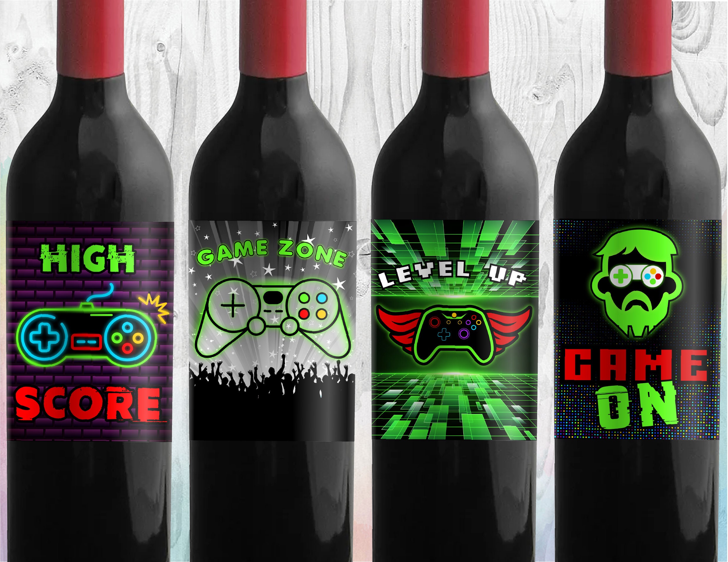 Video Game Wine Bottle Tags Gamer Wine Labels Game On Level - Etsy UK