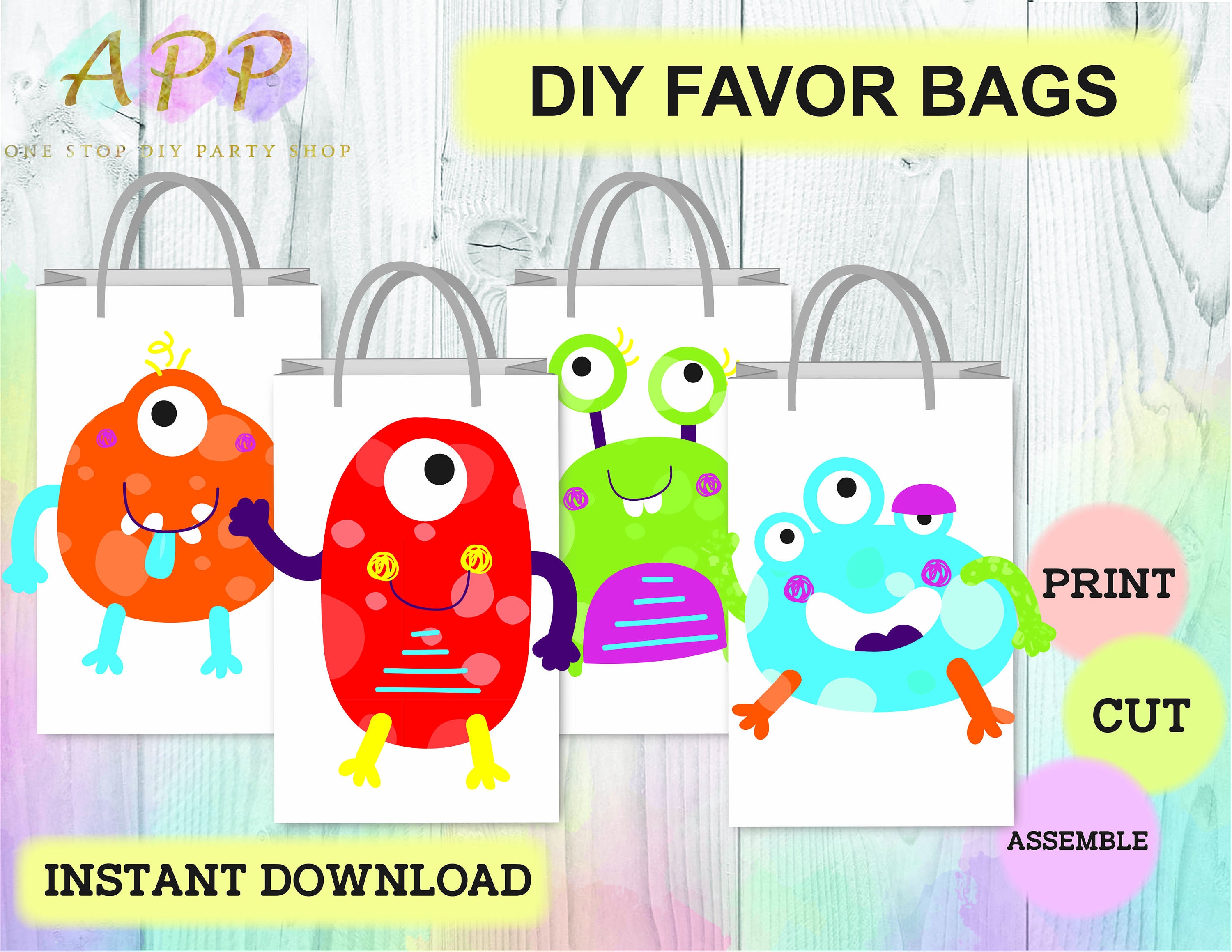 Monster Favor Bags Bag Little Monster Birthday Party - Etsy