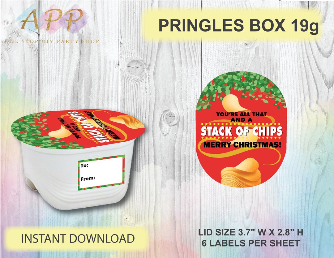 Christmas Stack of CHIPS 19g Pringles Toppers, Christmas Printable ...