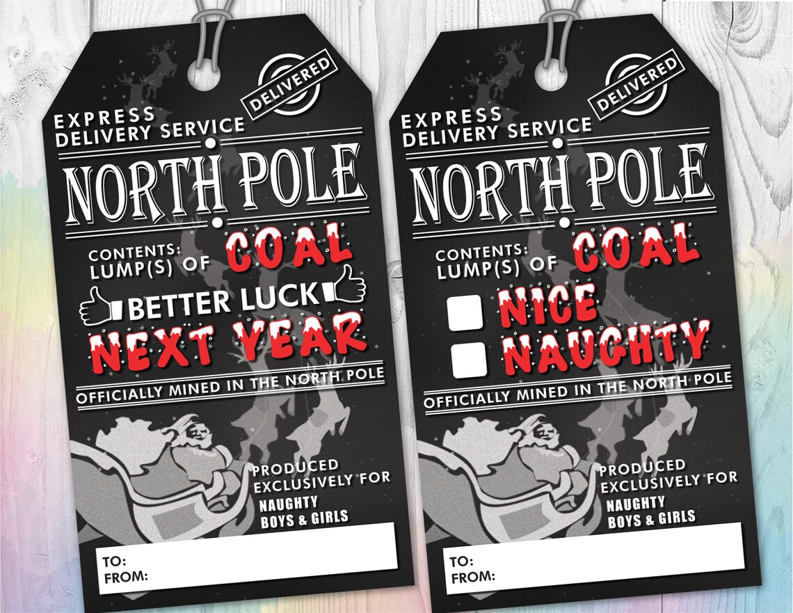 Christmas Lump of Coal Tags Naughty Boys Gift Tag Naughty | Etsy