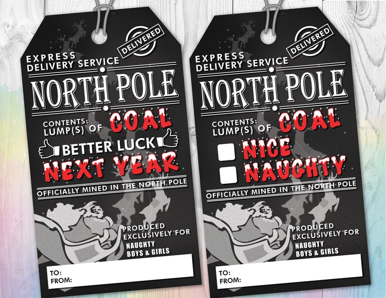 Christmas Lump of Coal Tags Naughty Boys Gift Tag Naughty | Etsy