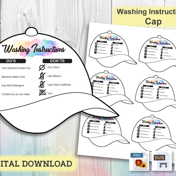 Care Instructions Hat Card - Etsy