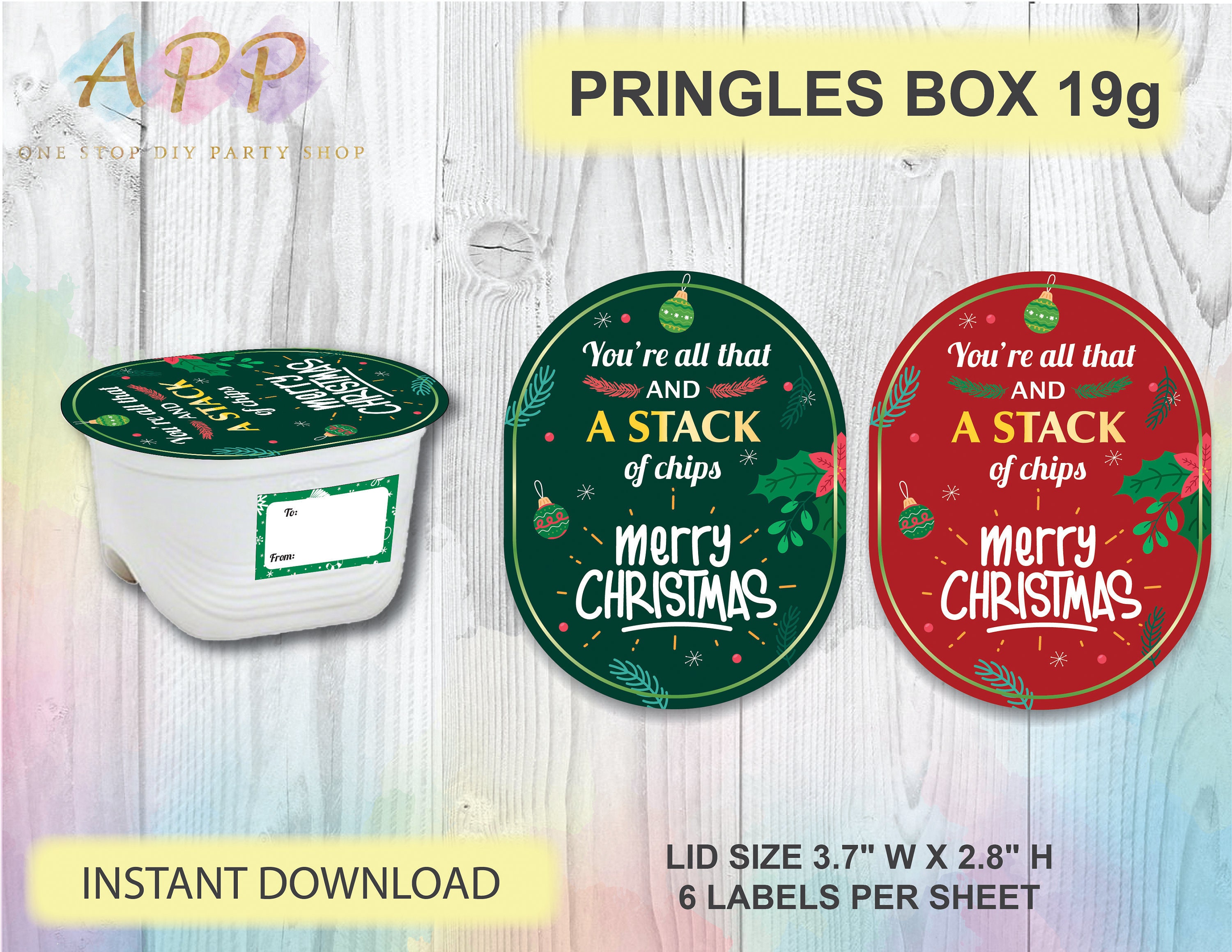 Christmas Stack of CHIPS 19g Pringles Toppers Christmas - Etsy