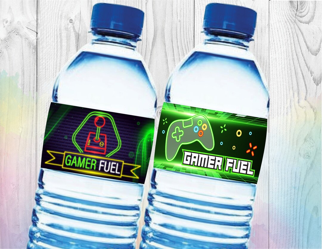 Gamer Fuel 500ml Water Bottle Label Wrapper, Video Game Birthday Party ...