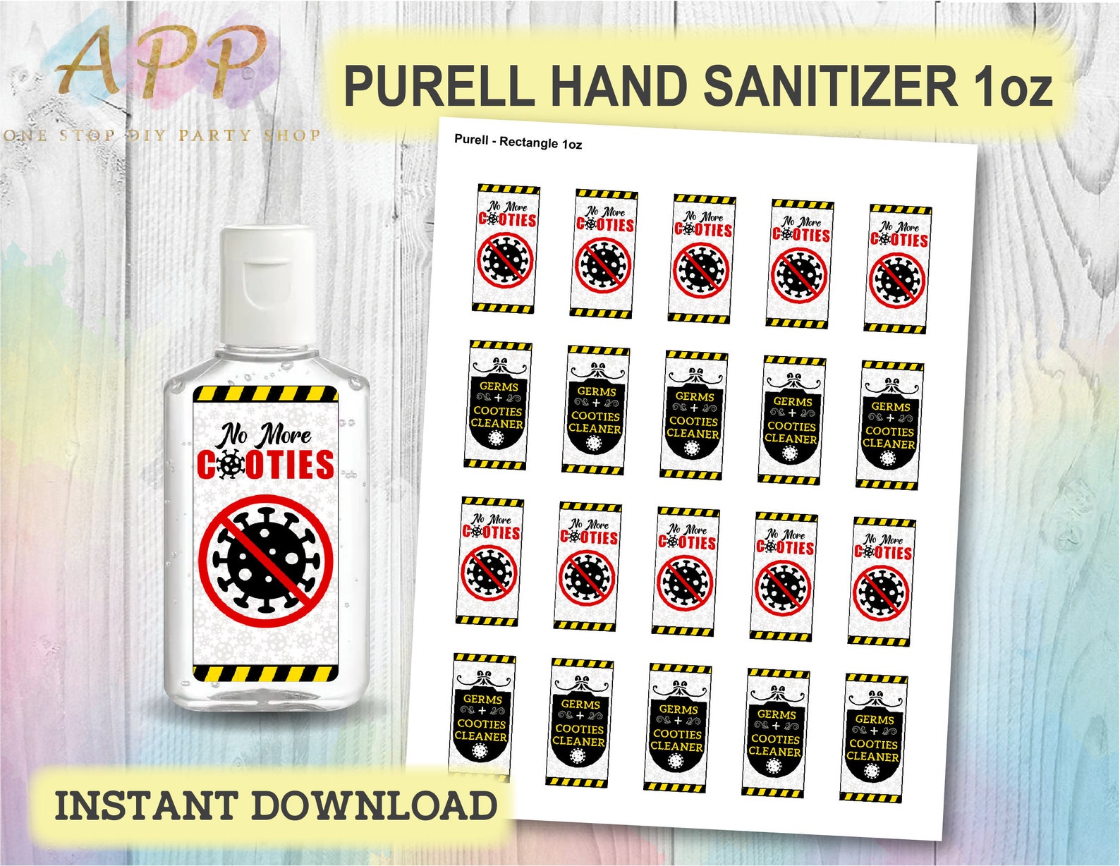 COVID-19 Germs & Cooties Purell Hand Sanitizer 1oz 30ml Label | Etsy