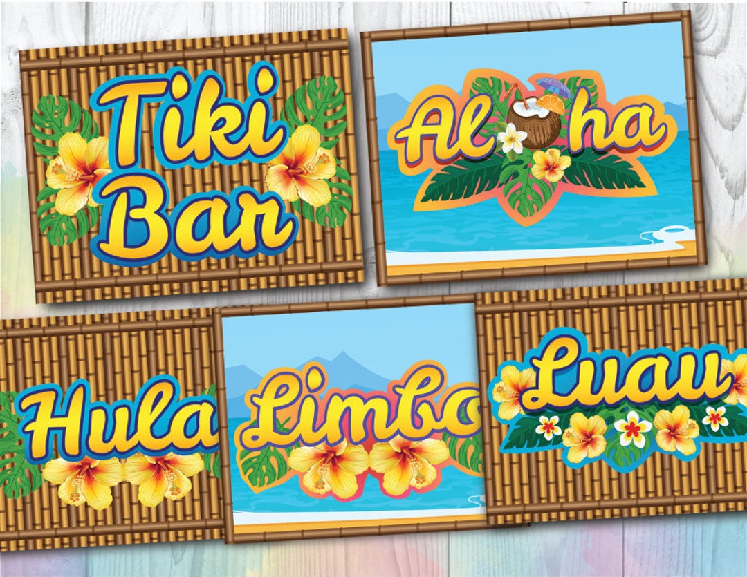 Hawaiian Party Signage Island Birthday Props Summer Pool - Etsy