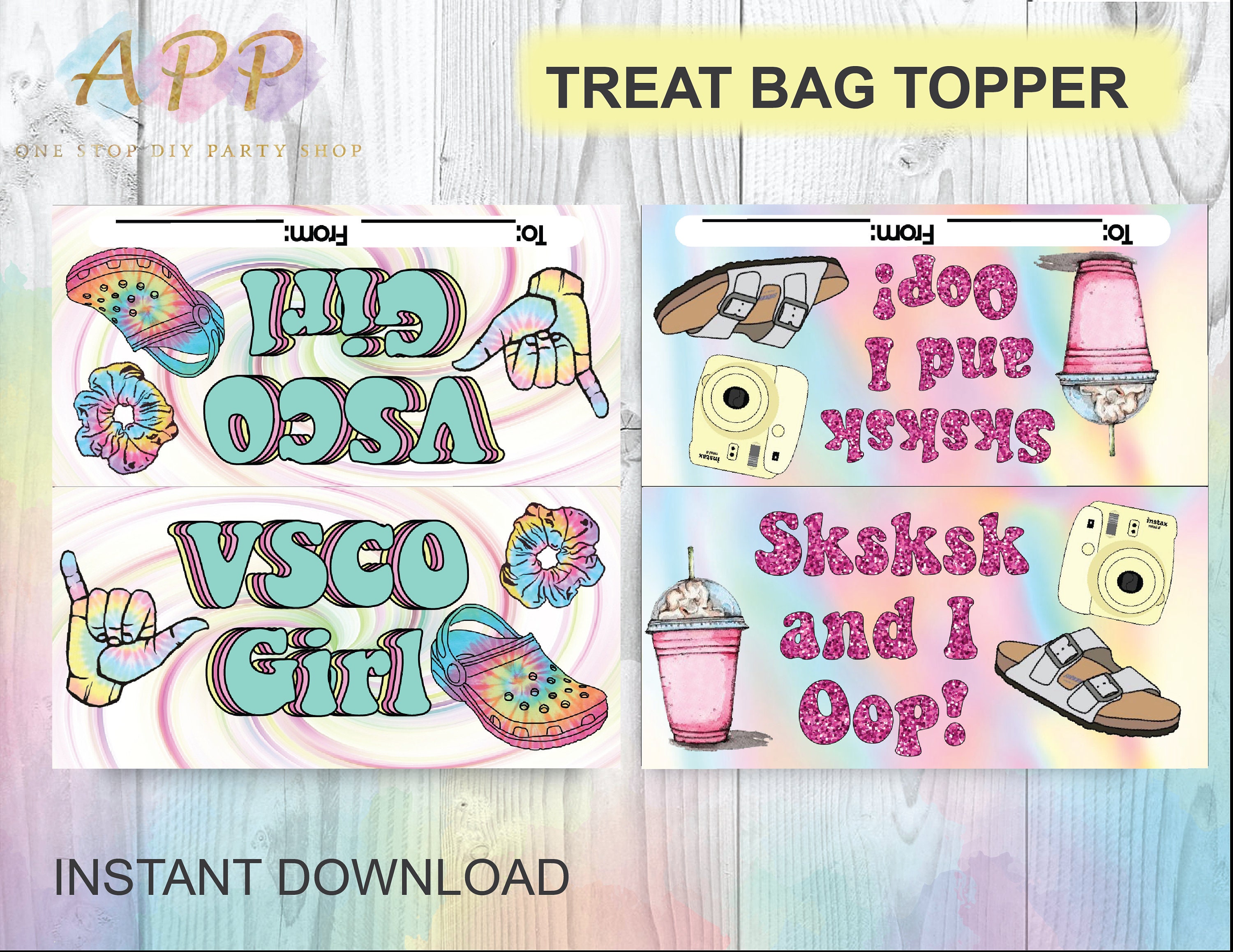 VSCO Treat Bag Topper VSCO Party Printable Décor VSCO Favor | Etsy