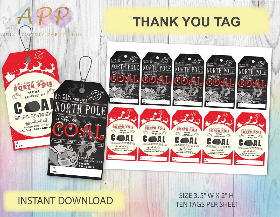 Christmas Lump of Coal Tags, Naughty Boys Gift Tag, Naughty Girls Gift ...