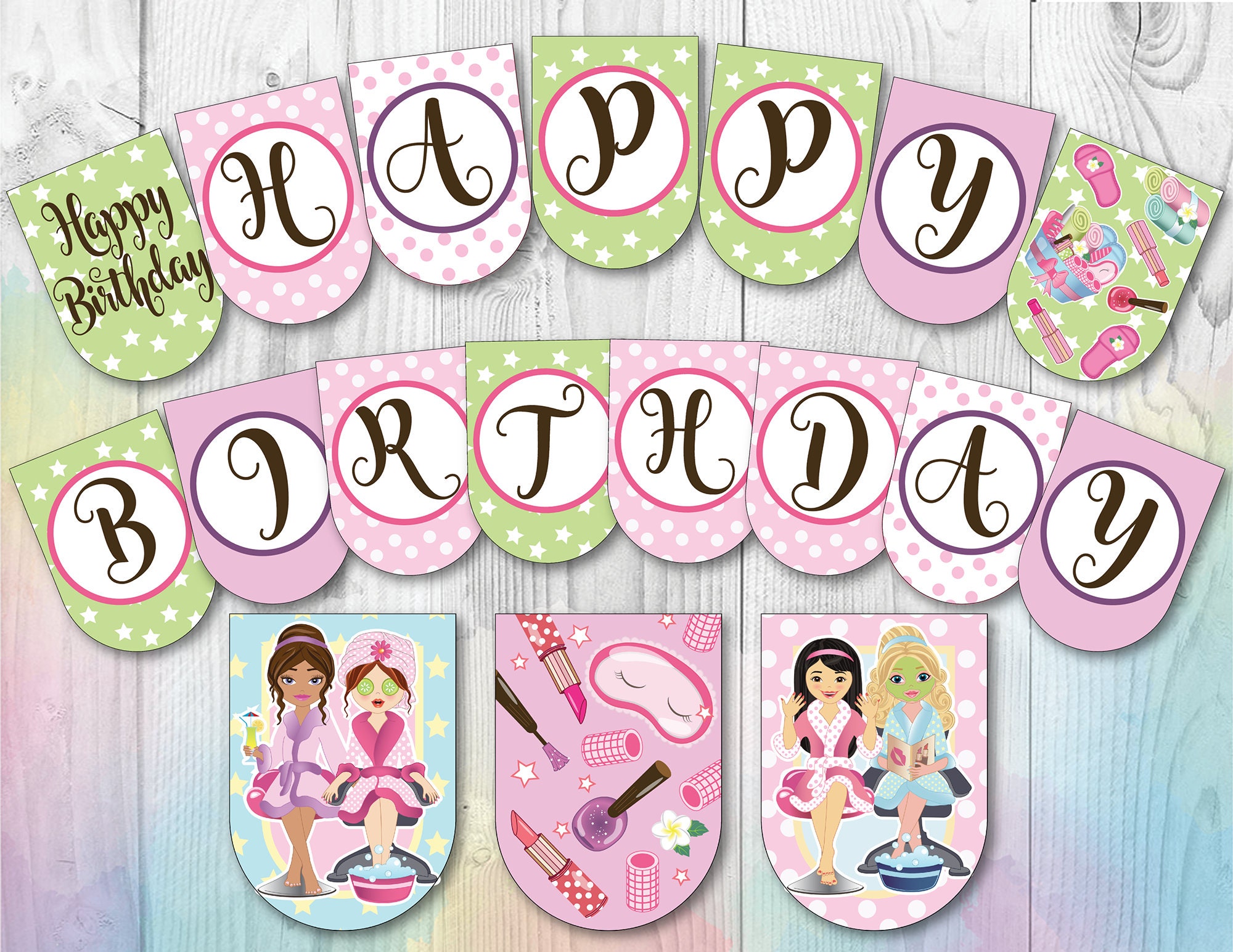 Girls Spa Banner Flags Spa Party Decorations Supplies Girl - Etsy