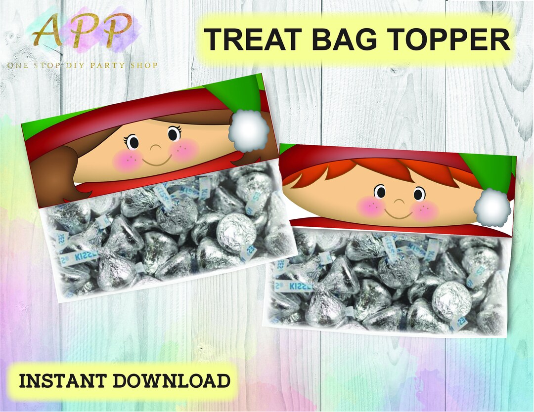 Christmas Boy Girl Elves Efl Treat Bag Toppers Printables - Etsy