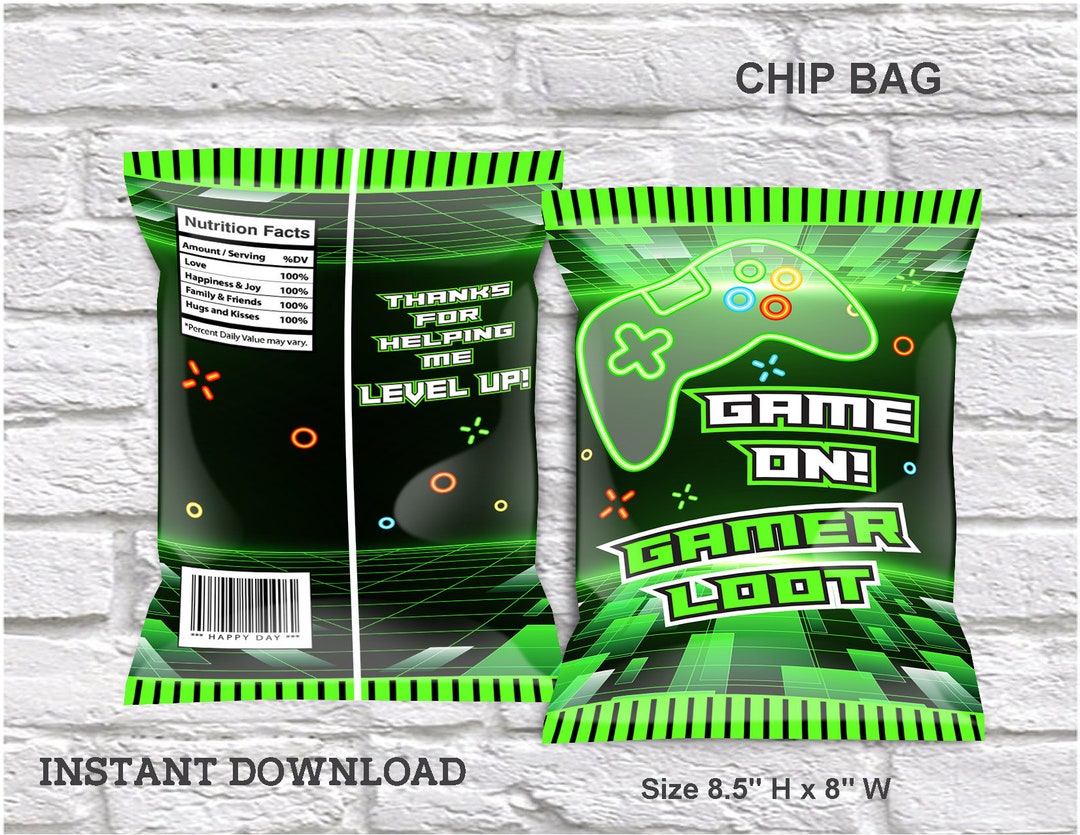 Game on Chip Bag Printable, Gamer Candy Bag, Video Gamer Favor Bag ...