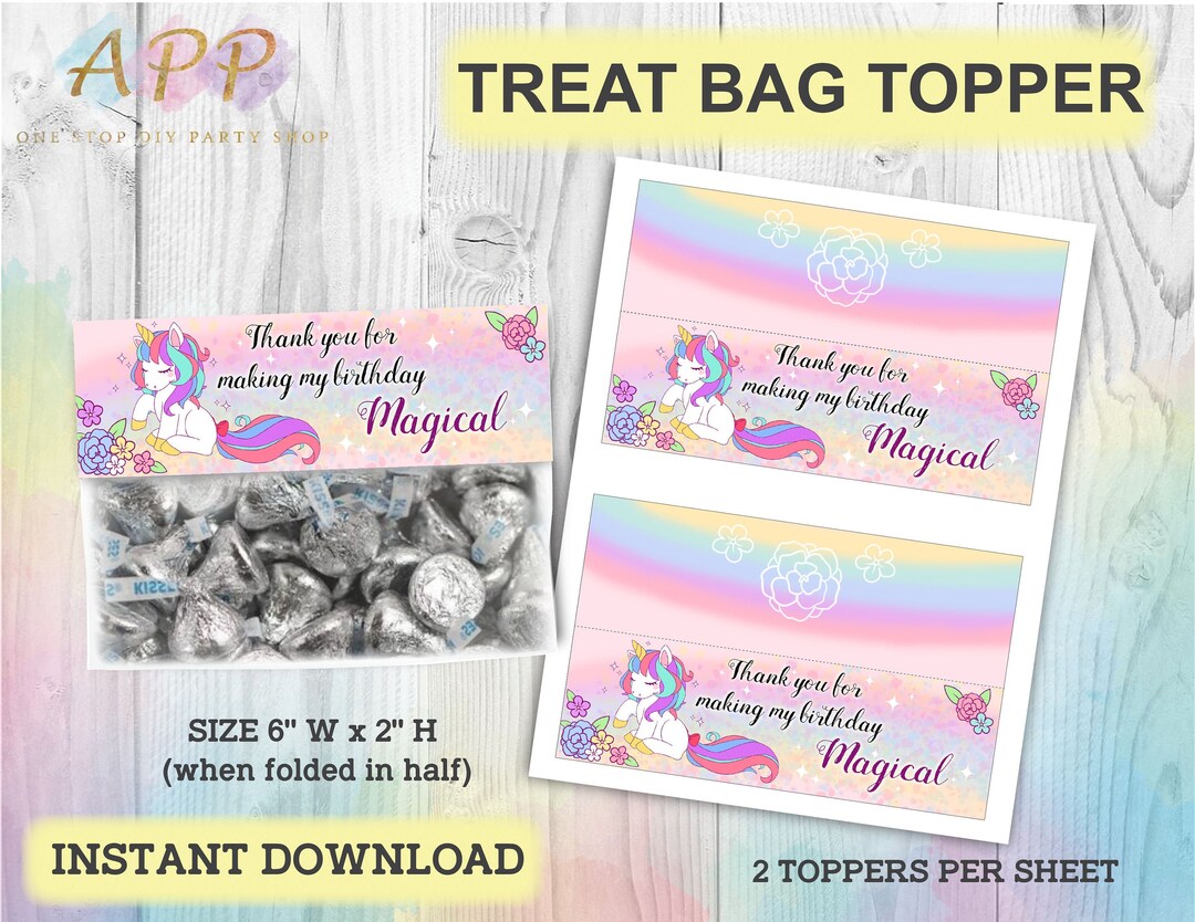 Unicorn Treat Bag Topper, Unicorn Party Decorations, Magical Theme ...
