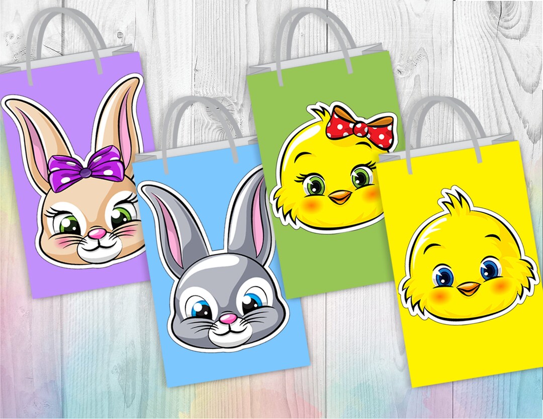 Easter Bunny and Chick Favor Bags, Easter Printables Easter Décor Treat ...