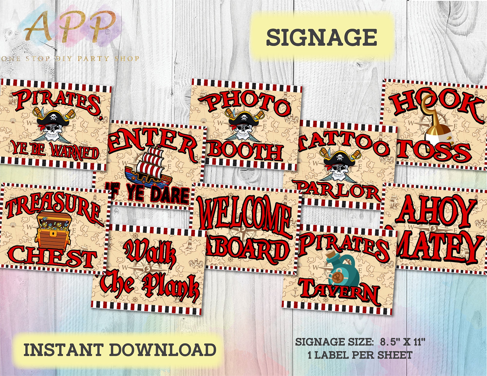 Pirate Party Signage Pirate Photo Booth Props Pirate Party - Etsy
