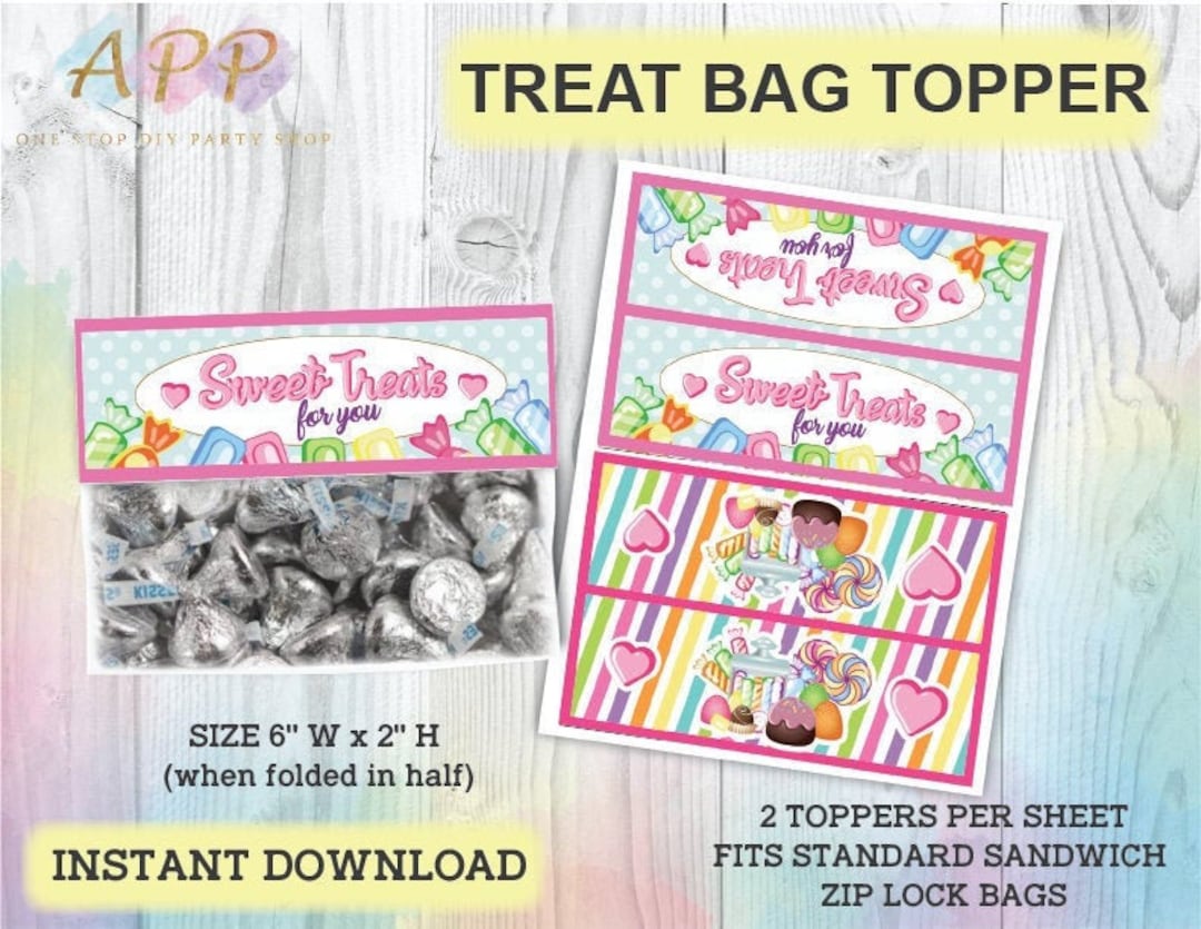 Candy Sweets Treat Bag Topper, Sweet Shop DIY Party Printables Décor ...