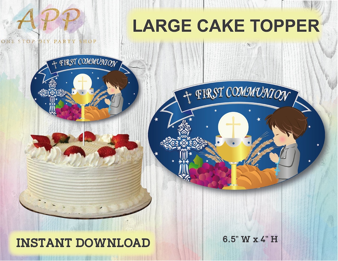 Boy Communion Cake Topper, Holy Religious Cake Topper, Boy Sacrament ...