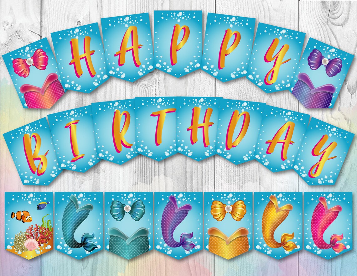 Mermaid Full Alphabet Banner A-Z 0-9 Under the Sea Party - Etsy