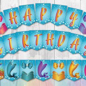 Mermaid Full Alphabet Banner, A-Z 0-9, Under the Sea Party Decorations ...