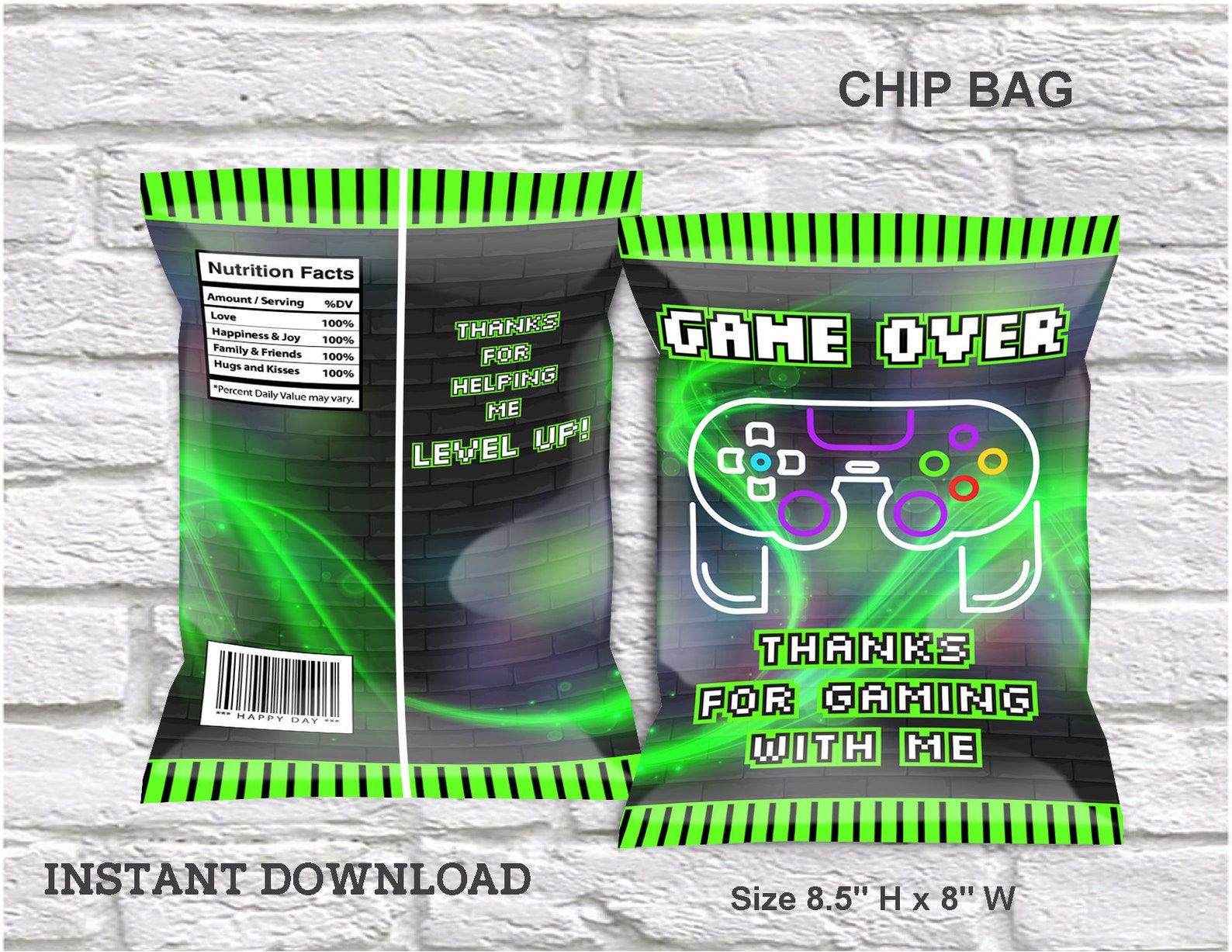 Game Over Chip Bag Printable Gamer Candy Bag Video Gamer - Etsy