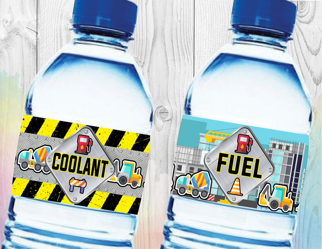 Construction Water Label Wrapper, Construction Birthday Party Printable ...