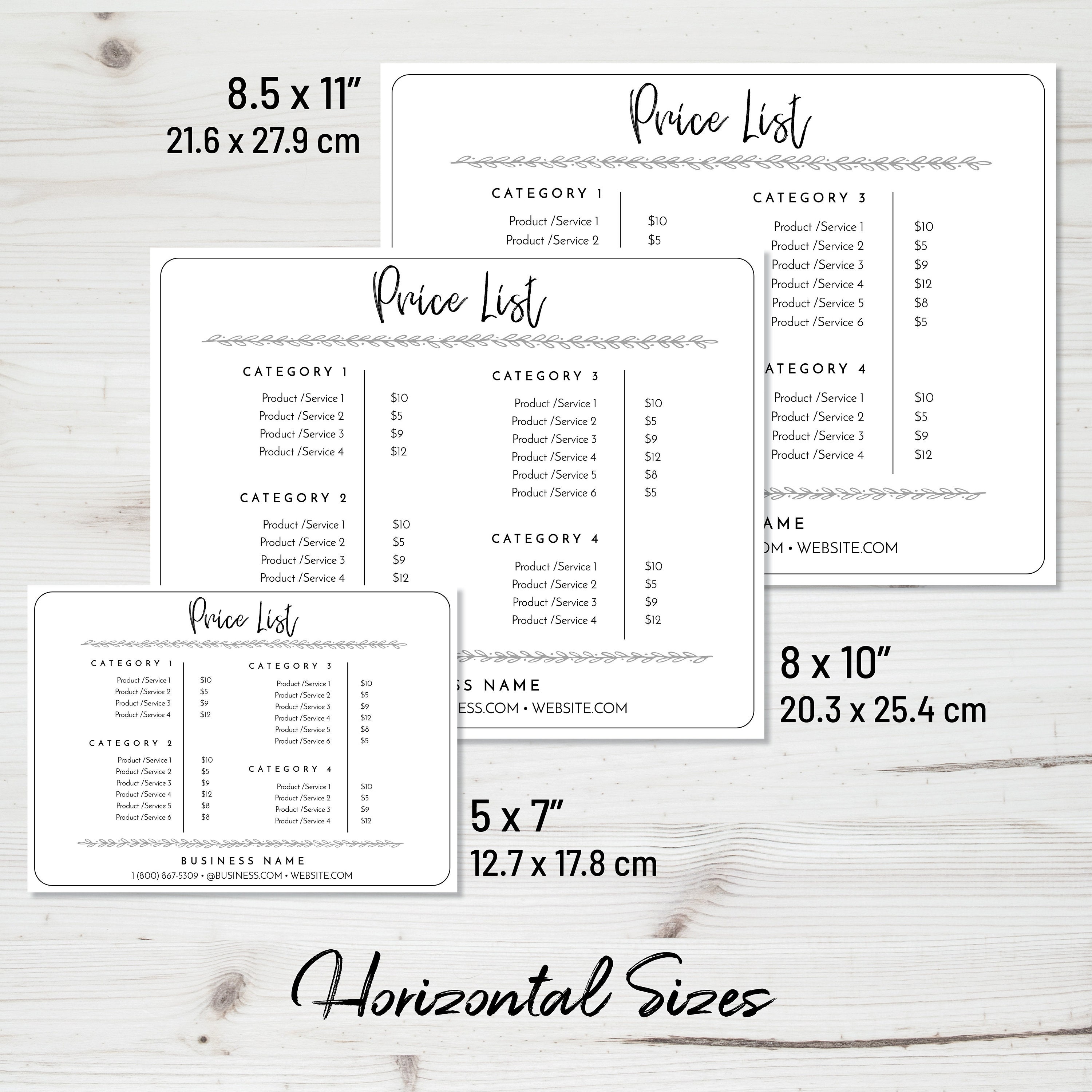 Editable Business Price List. Printable Store Price Sign for - Etsy