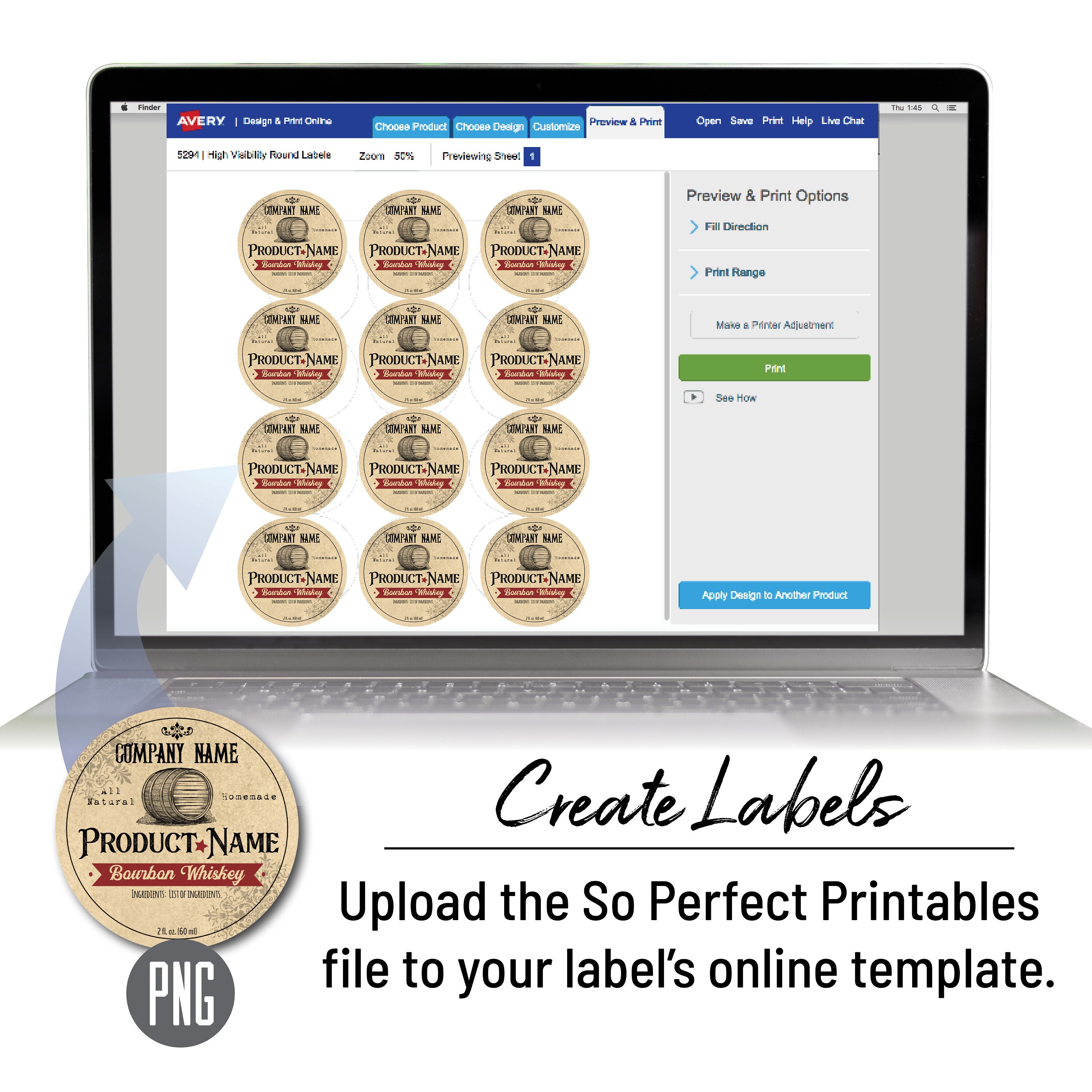 Whiskey Barrel Sticker Template. Editable Circle Label for | Etsy