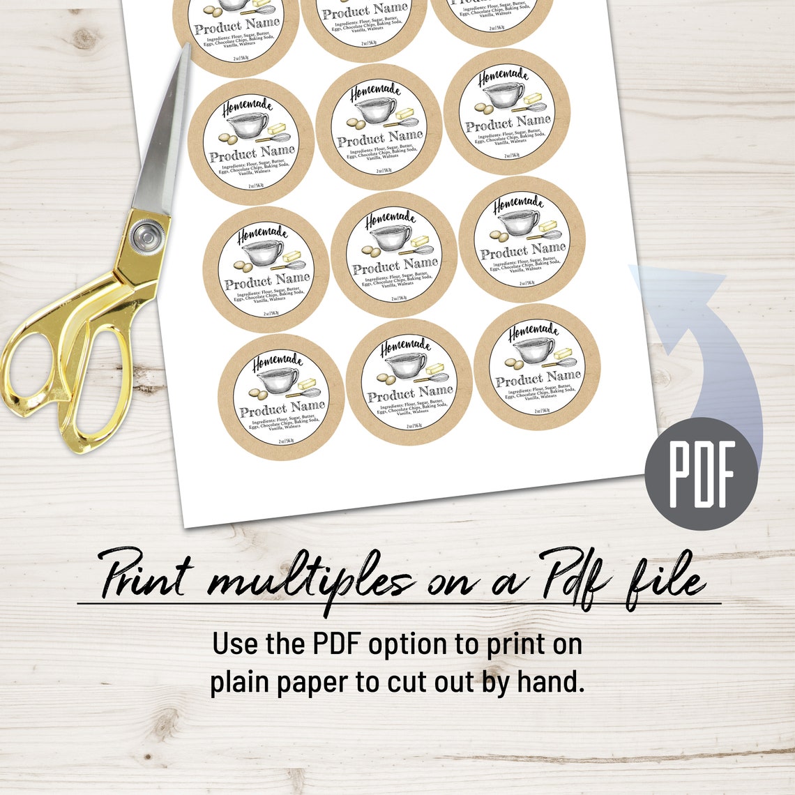 Homemade Baking Label. Editable Circle Sticker Template. | Etsy